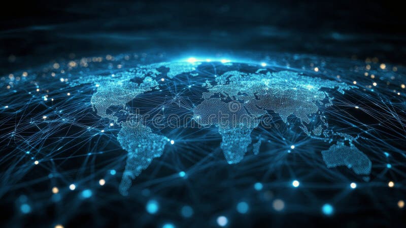 Digital Representation of a Connected World Illuminated by Glowing ...