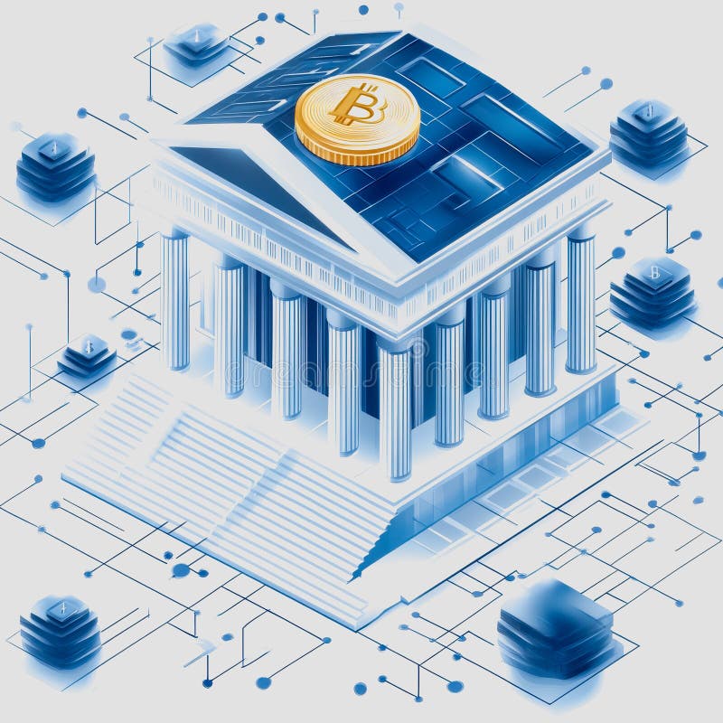 Digital Representation of Cryptocurrency Banking with a Bitcoin Symbol ...