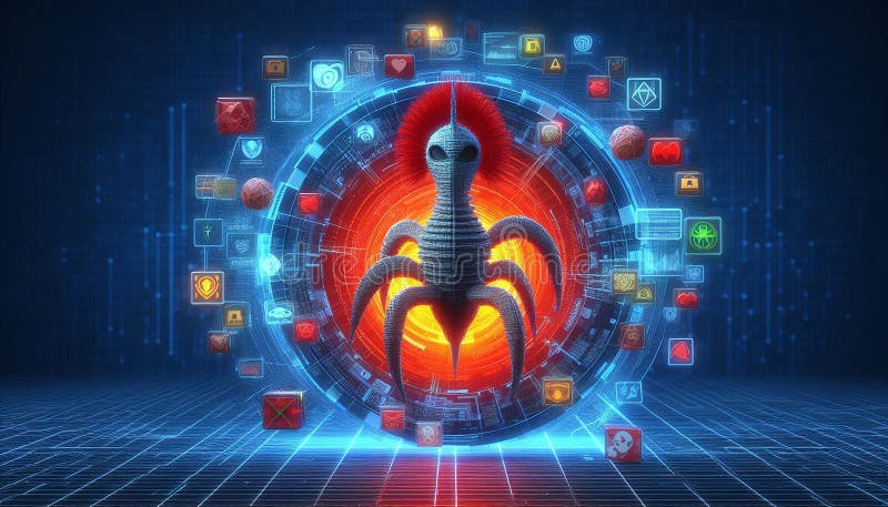 Digital Representation of a Cyber Security Threat Stock Illustration ...