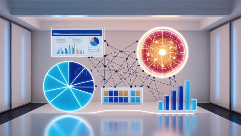 Digital Representation of Data Analytics Featuring Graphs, Pie Charts ...