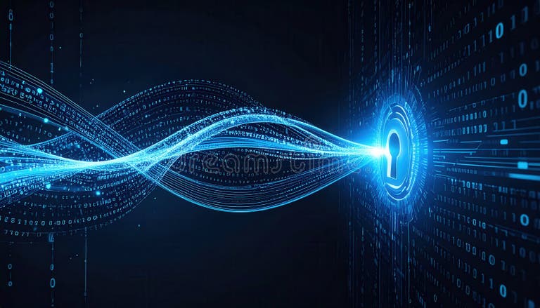 Digital Representation of Data Flow and Security with Binary Code Stock Illustration ...