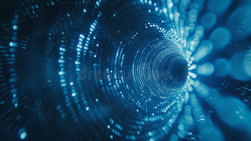 Digital Representation of Data Streaming or Binary Code Flowing through a Virtual Space. AI ...