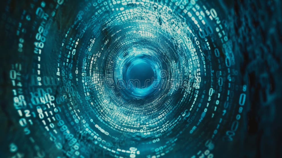 Digital Representation Of Data Streaming Or Binary Code Flowing Through A Virtual Space Ai