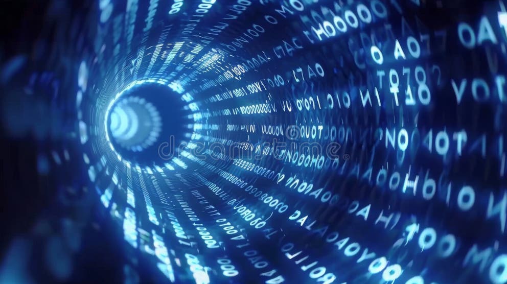 Digital Representation of Data Streaming or Binary Code Flowing through ...