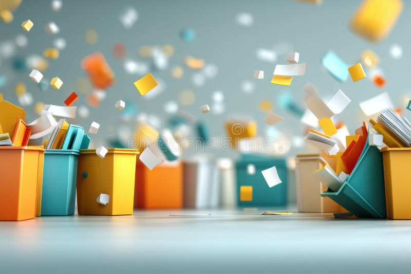 Digital Representation of Data Waste with Colorful Folders and Files ...