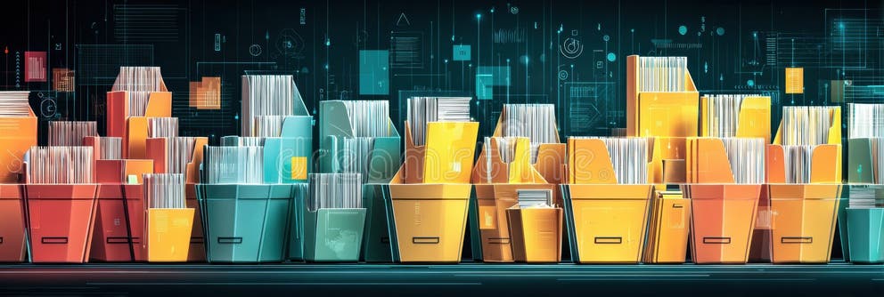 Digital Representation of Data Waste with Colorful Folders and Files in ...