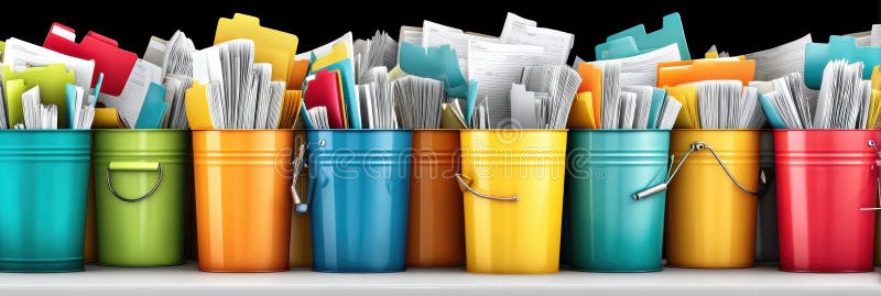 Digital Representation of Data Waste Featuring Colorful Folders and ...