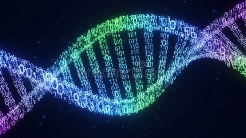 A Digital Representation of a DNA Double Helix Made of Glowing Binary ...