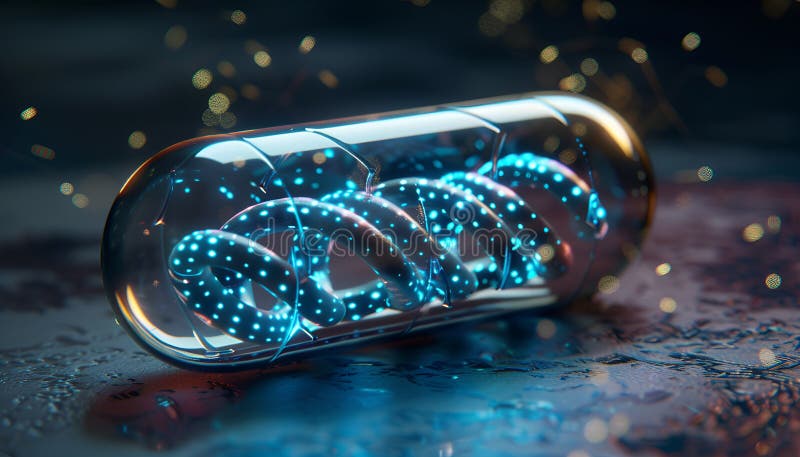 Digital Representation of Dna Encapsulated in Pill, Symbolizing ...