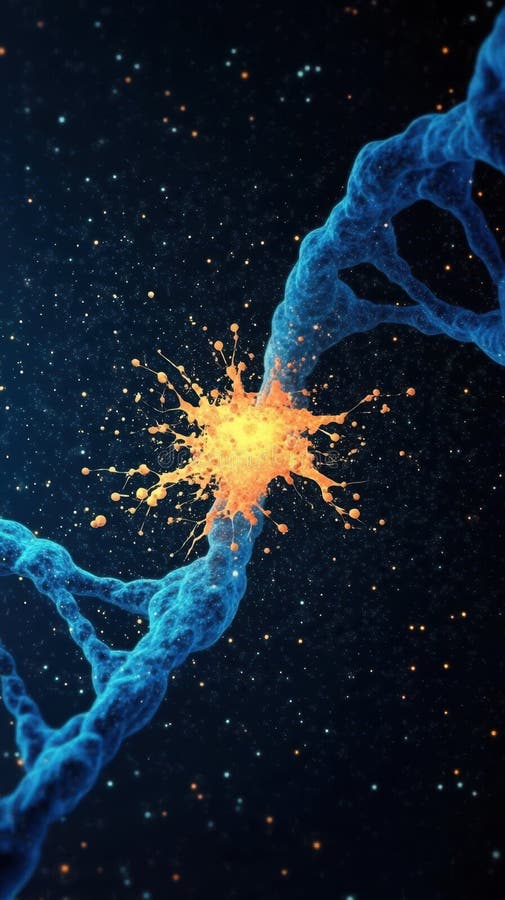 Digital Representation of DNA Strand with Splash Effect Stock Image ...