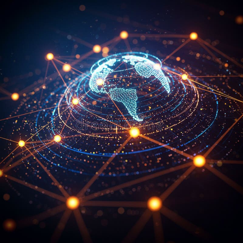 A Digital Representation of Earth is Depicted, with a Globe Composed of ...