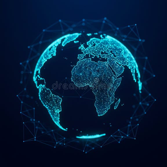 Digital Representation of Earth Displaying Continents with ...