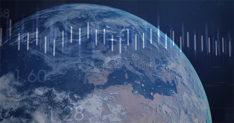 A Digital Representation of Earth is Overlaid with Fluctuating White ...