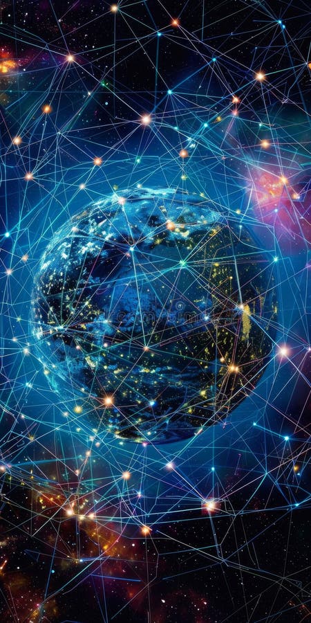 Digital Earth with Network Connections in Space Stock Illustration ...