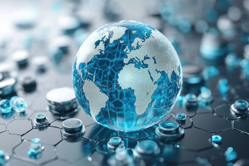 A Digital Representation of Earth Surrounded by Technological Elements ...