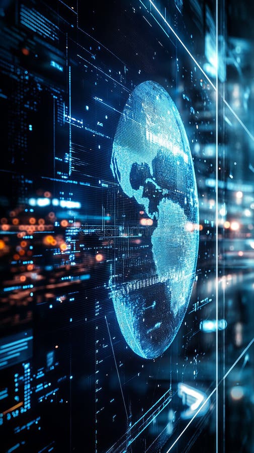 Digital Representation of Earth with Technological Background Stock ...