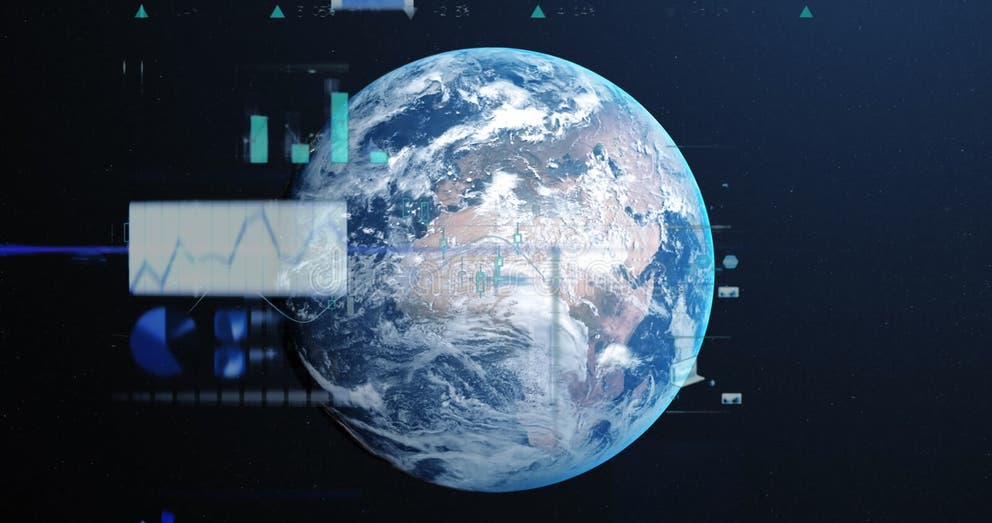 A Digital Representation of Earth with Various Data Charts and Graphs ...
