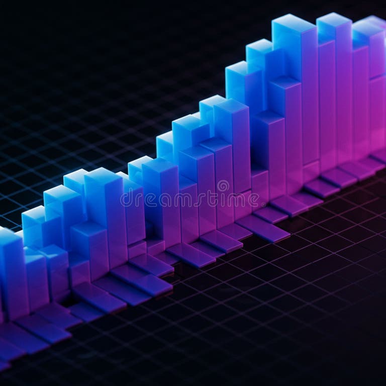 A Digital Representation Features a 3D Bar Graph with Stacked ...