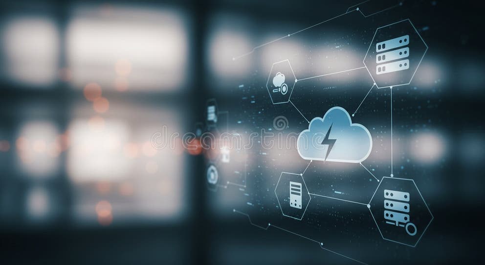 A Digital Representation Featuring a Cloud Computing Concept, with a Central Cloud Stock ...