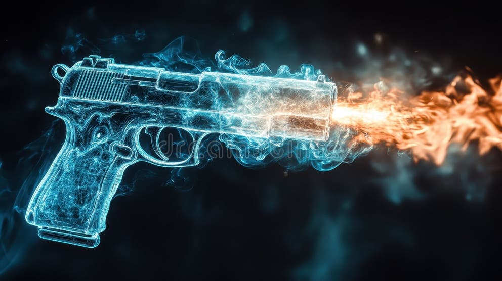 Digital Representation of a Firearm Emitting Flames and Smoke ...