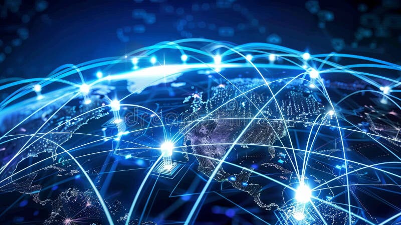 A Digital Representation of Global Connectivity, with Glowing Lines and ...