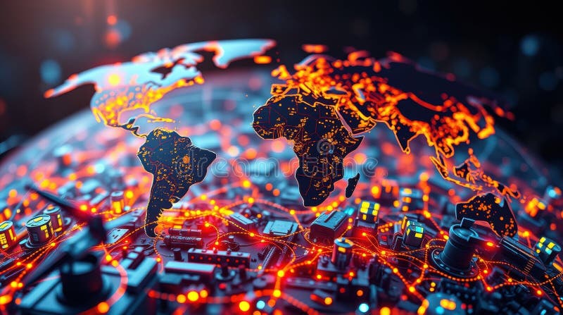 Digital Representation of Global Connectivity Shown through Illuminated ...