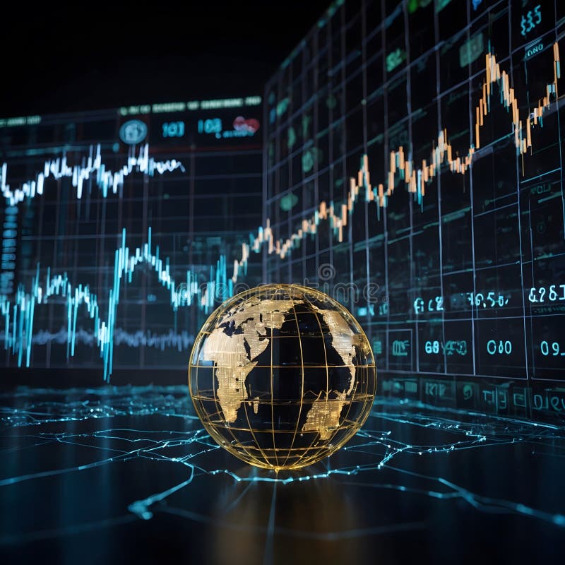 Digital Global Economy with Currency Symbols, Block Chain, and ...