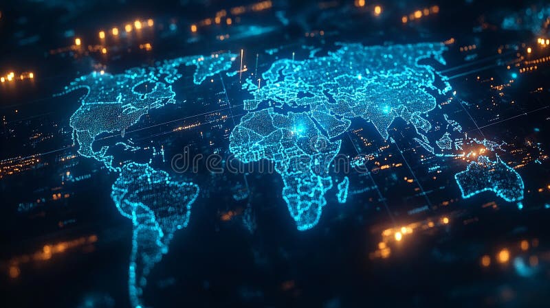 Digital Representation of a Global Map Illuminated by Technology at ...