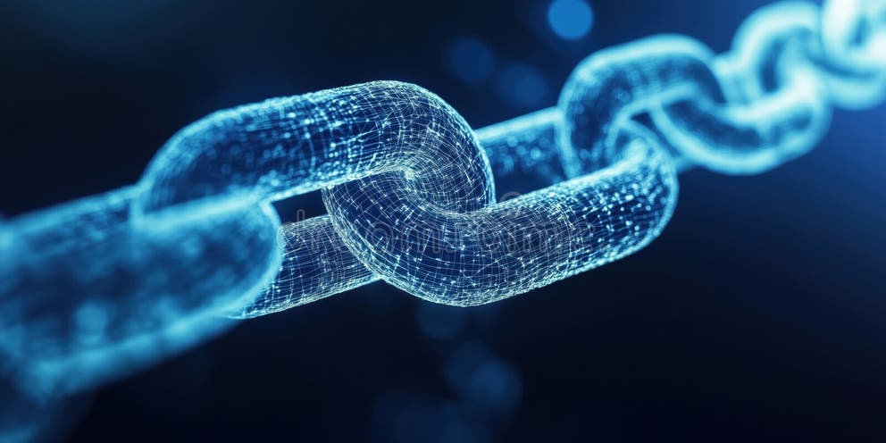 Digital Representation of a Glowing Chain Link Symbolizing Blockchain ...