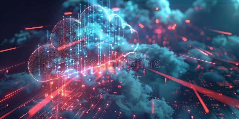 Digital Representation of a Glowing Cloud with Interconnected Nodes. AIG49. Stock Illustration ...