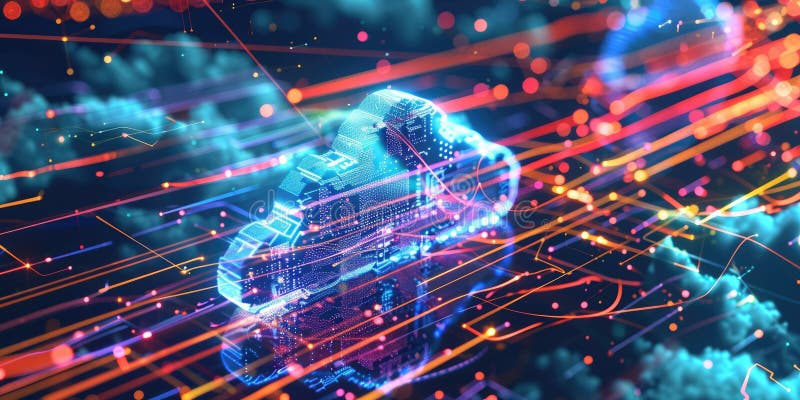 Digital Representation of a Glowing Cloud with Interconnected Nodes. AIG49. Stock Illustration ...