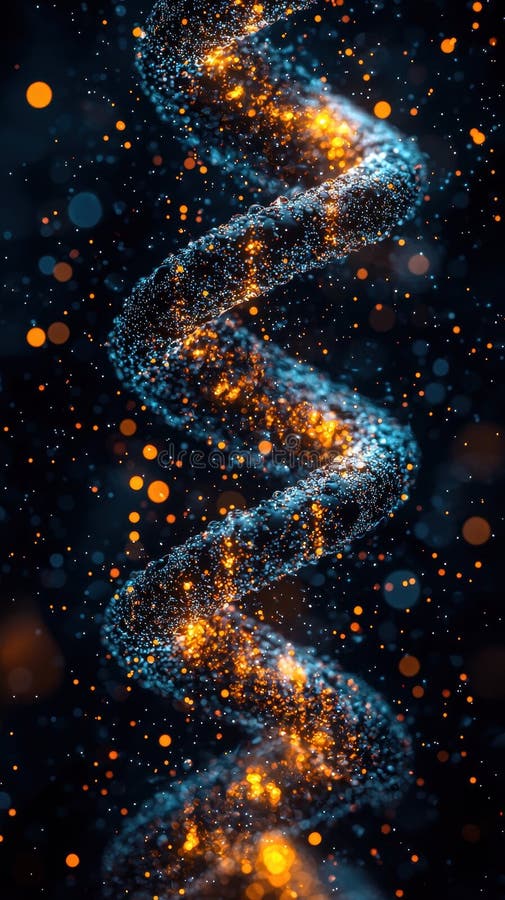Digital Representation of Glowing DNA Strand in Space Stock Photo ...