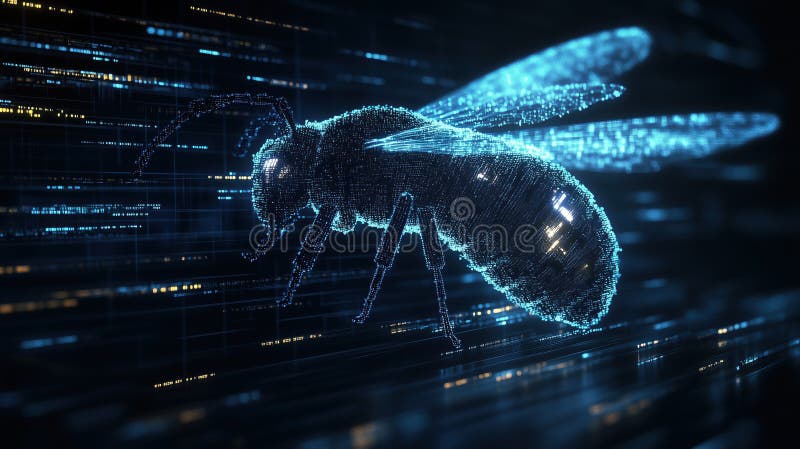 Digital Representation of Glowing Insect in Motion, Showcasing ...