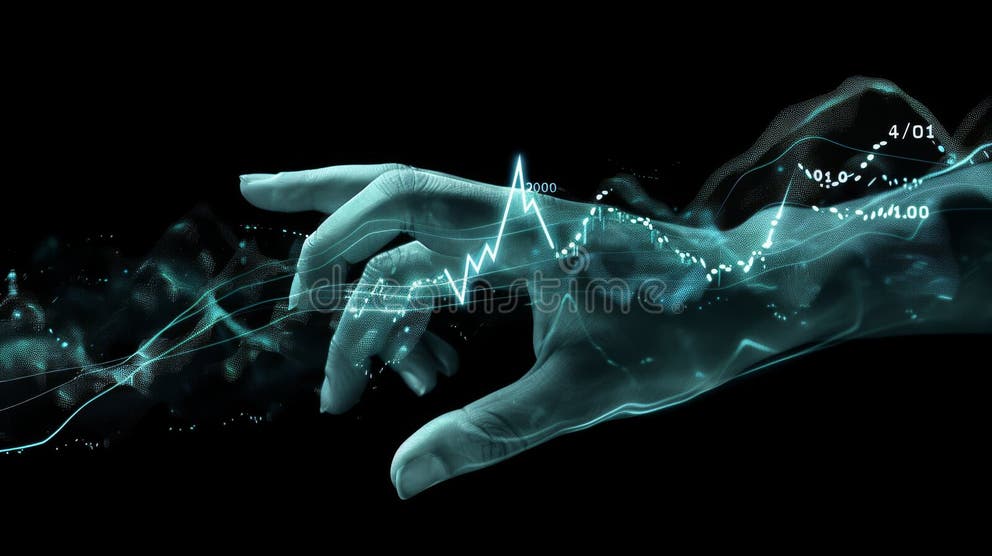 Digital Representation of a Hand Interacting with a Futuristic ...