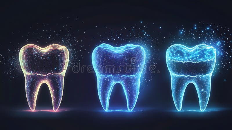 Digital Representation of Healthy Teeth with Glowing Effect Stock ...