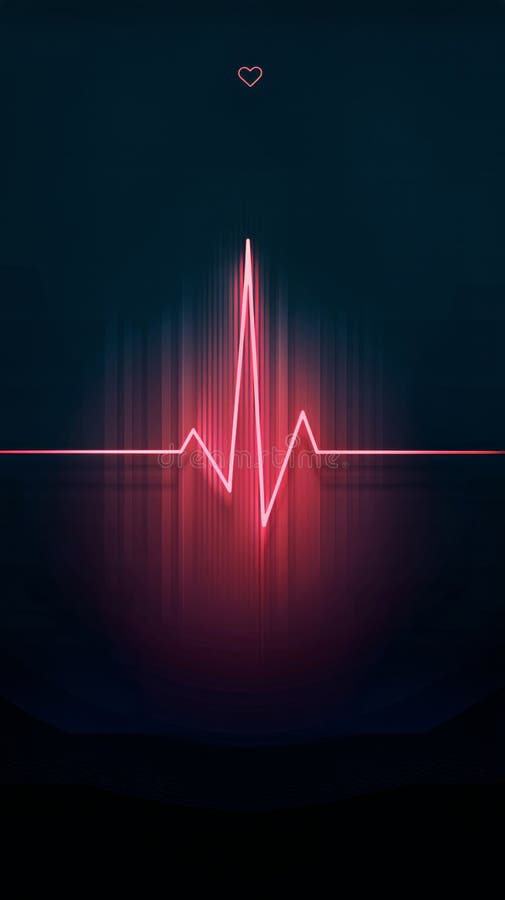 Heart Rate Visualization with Pulse Line on Dark Background Stock Photo ...