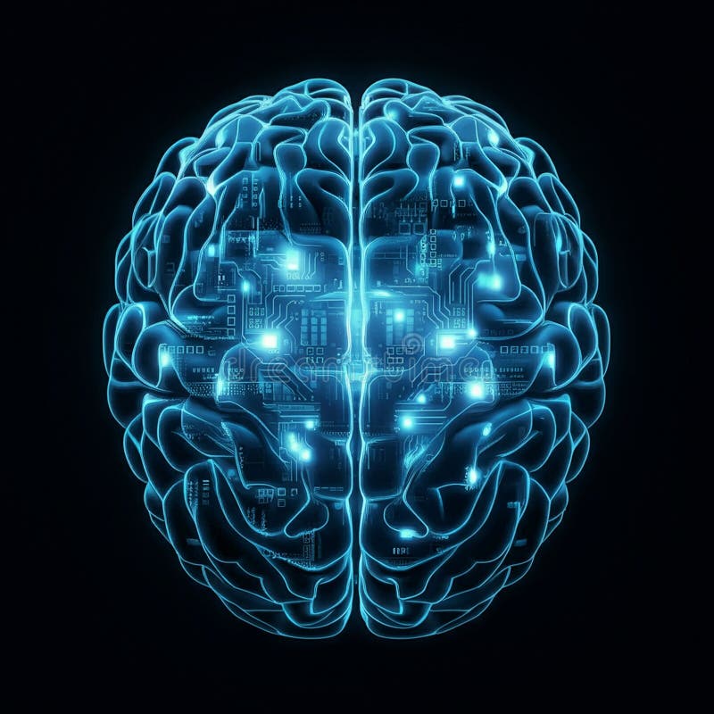 A Digital Representation of a Human Brain is Shown, Illuminated in Blue ...
