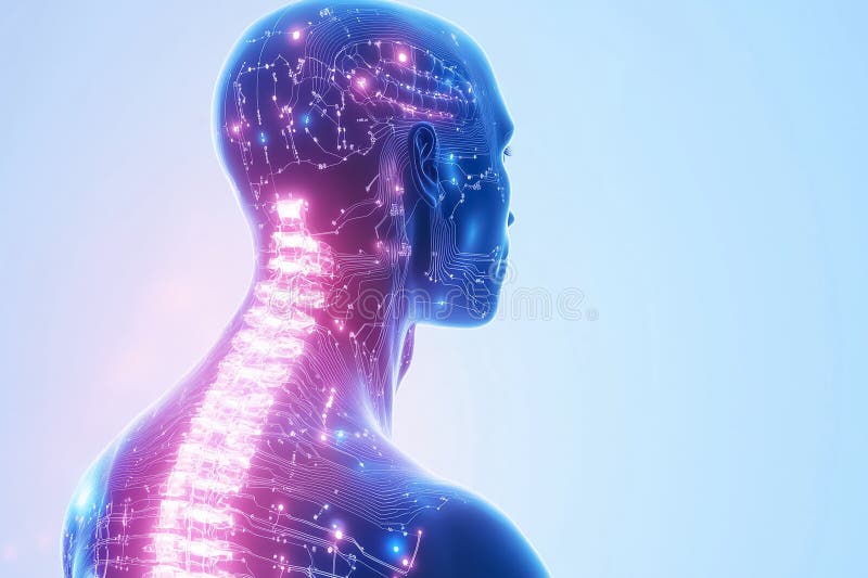 Digital Representation of a Human Figure with a Luminous Spine is ...