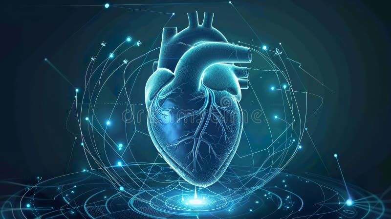 Glowing Heart Ai Medical Research Futuristic Anatomy Network Stock ...