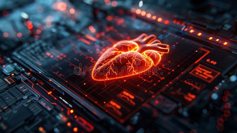 Digital Representation of a Human Heart on a Futuristic Electronic ...