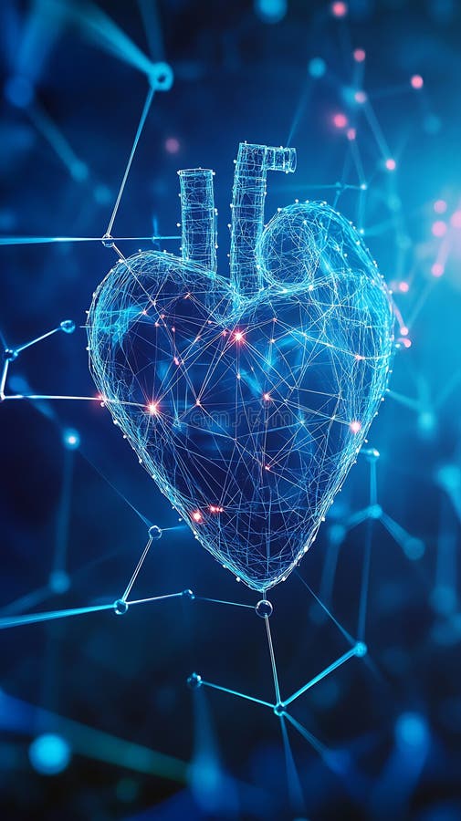 A Digital Representation of a Human Heart in a Network Stock Photo ...