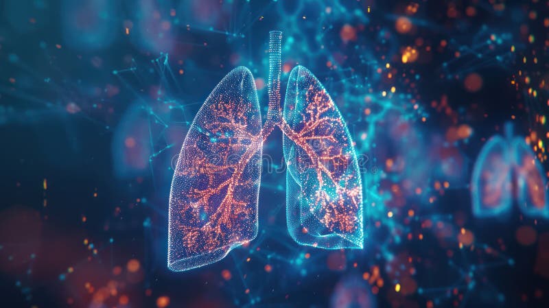 A Digital Representation of Human Lungs with Glowing Particles Stock ...