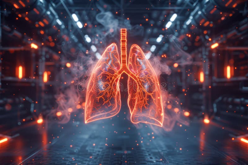 Digital Representation of Human Lungs with Neon Light in Futuristic ...