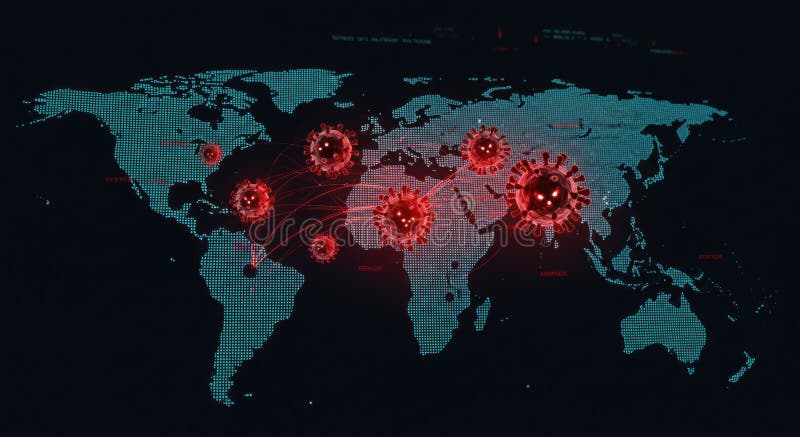 Global Virus Spread Visualization Showing Affected Regions and ...