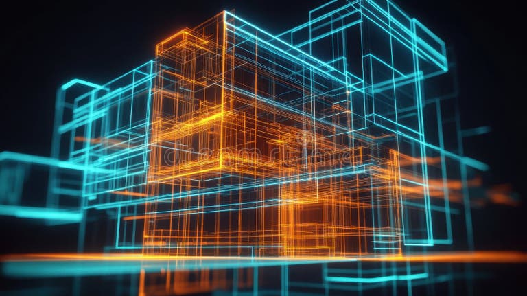 A Digital Representation of Interconnected 3D Structures in Vibrant Colors Stock Illustration ...