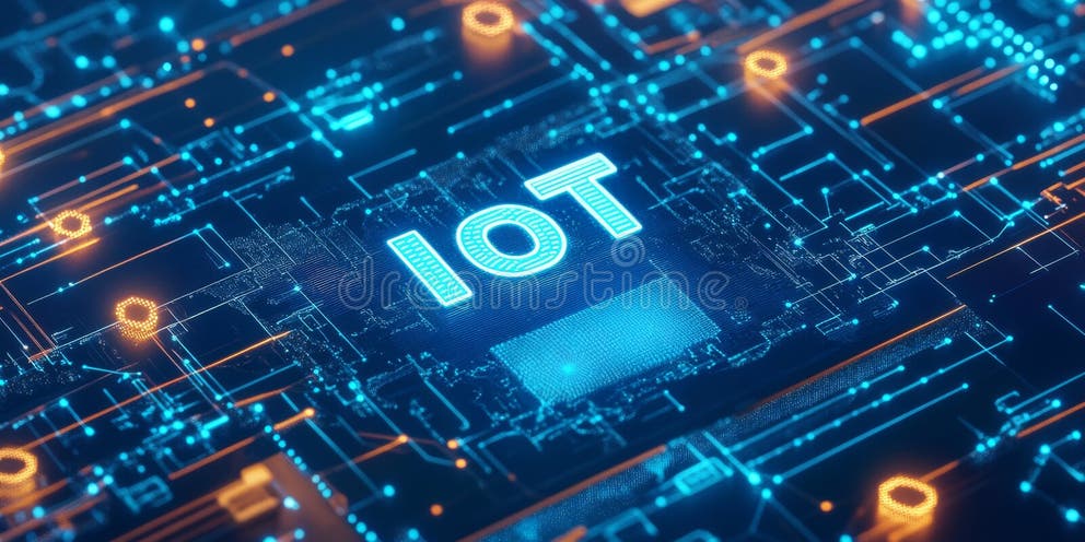 Digital Representation of IoT Technology on a Glowing Circuit Board ...