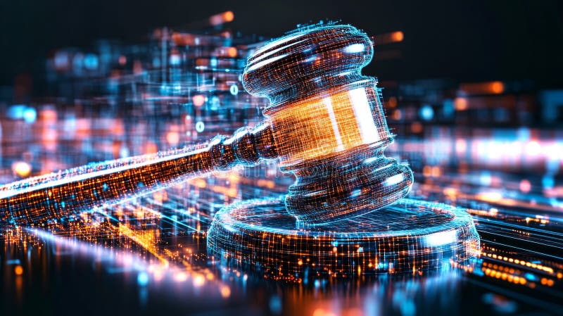 Digital Representation Justice Gavel Glowing Technology Elements Stock ...
