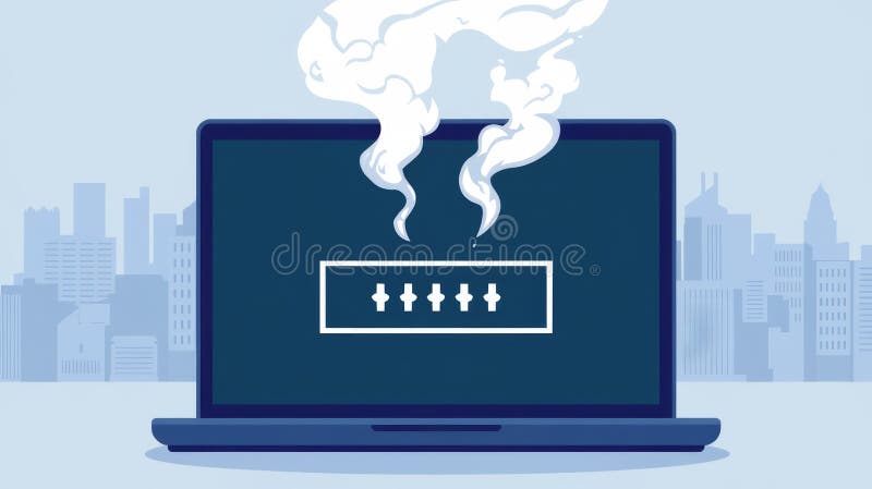 Digital Representation of a Laptop with Smoke, Symbolizing a ...
