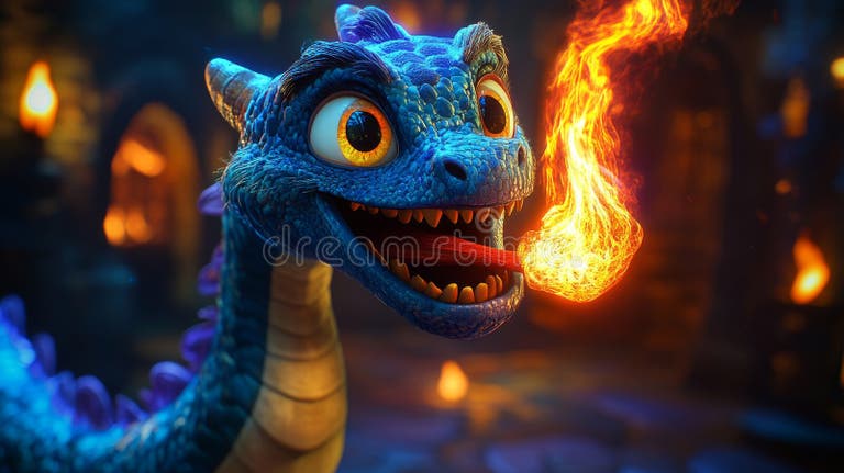 A Digital Representation of a Miniature, Fire-emitting Dragon Stock ...