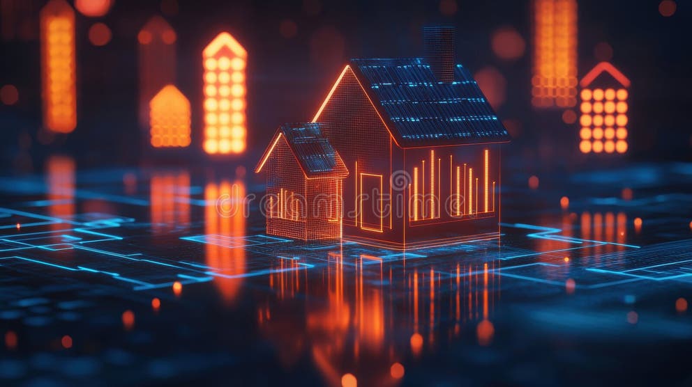 Digital Representation of Modern Homes with Data Visualization Elements ...